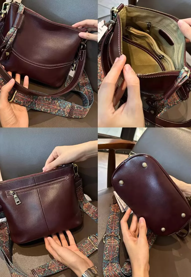 Buy ZITIQUE Head layer cowhide shoulder oblique backpack 2024 Online ...