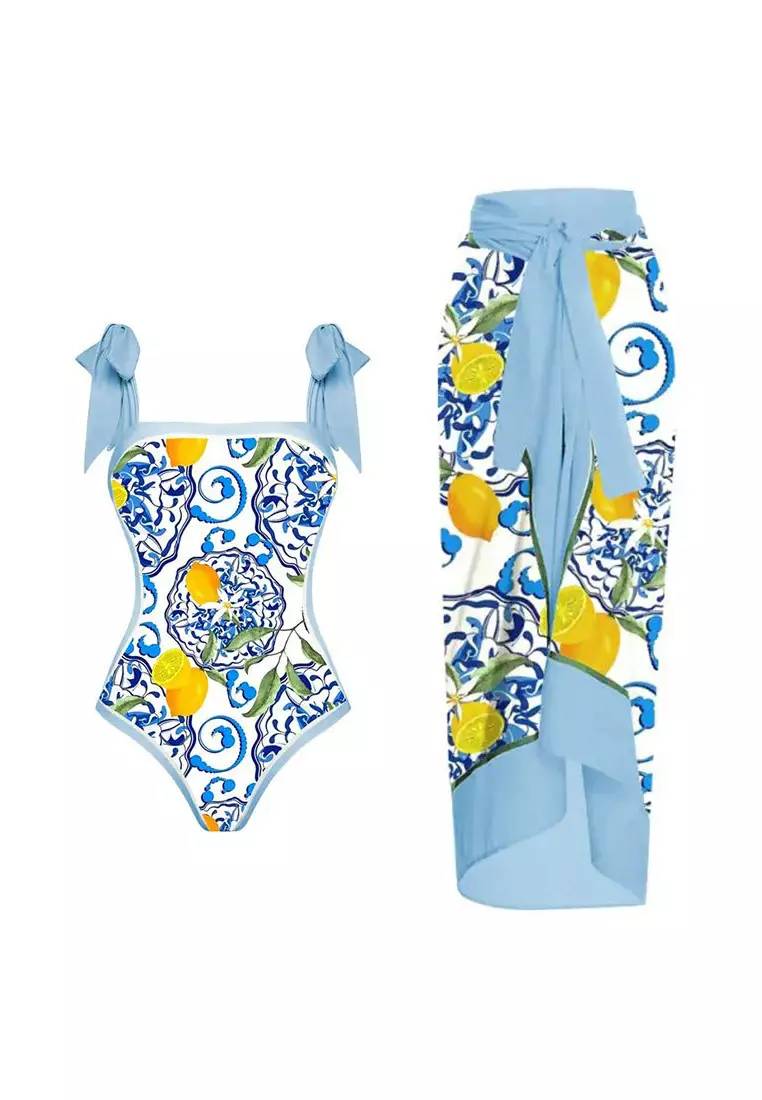 ZITIQUE Two-Piece Set - One-Piece Spa Swimsuit With Chiffon Cover Up ...