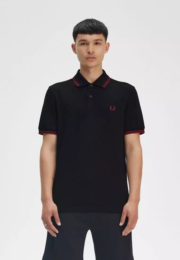 Buy Fred Perry Fred Perry M3600 Twin Tipped Fred Perry Shirt (Black / Burnt Red / Burnt Red ...