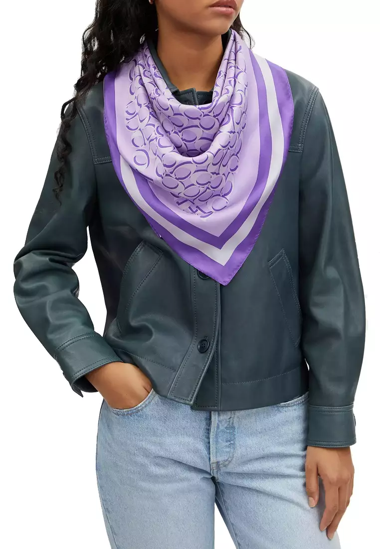 Buy Coach Coach Signature Print Silk Square Scarf in Iris C8362 2025 ...
