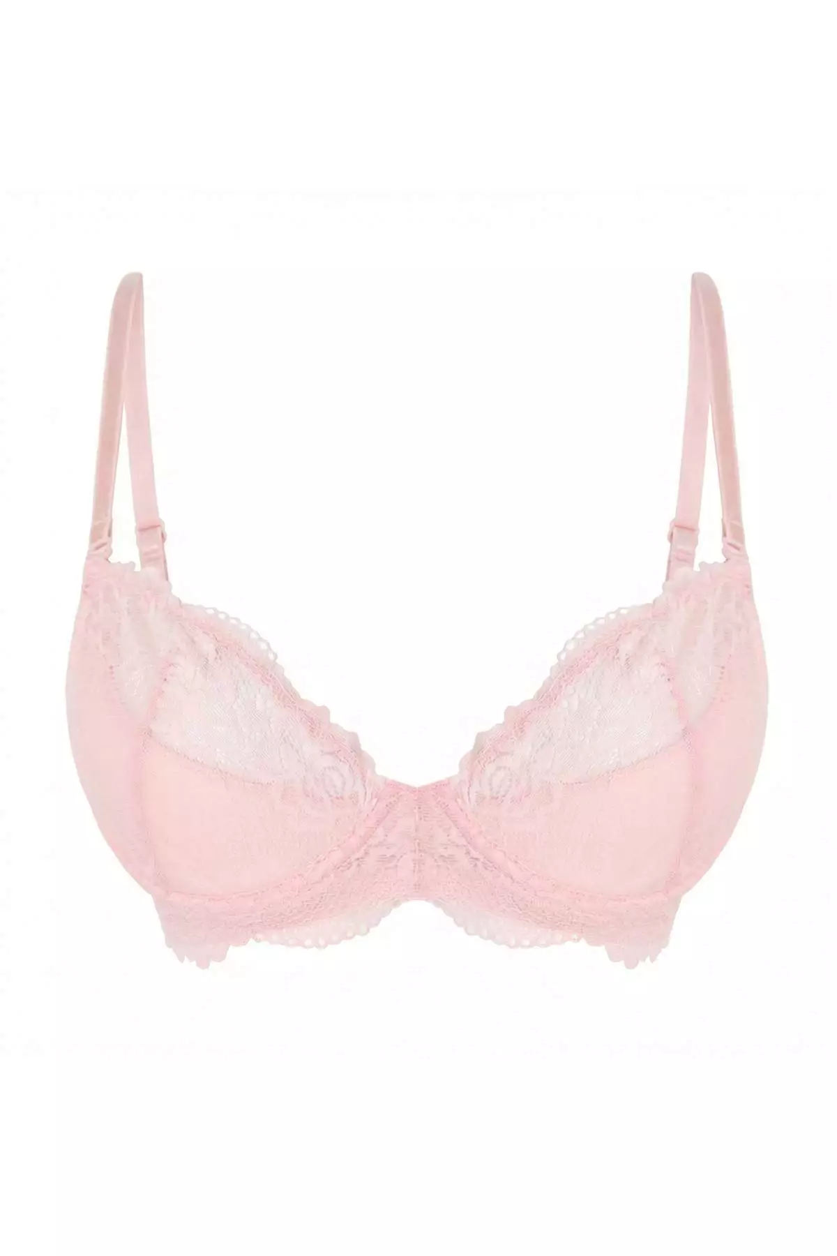 Buy Trendyol Light Pink Lace Rope Strap Demi Unpadded Covered ...