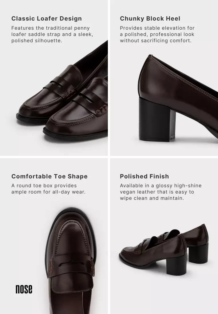 Buy nose CHUNKY HEEL PENNY LOAFERS Online | ZALORA Malaysia