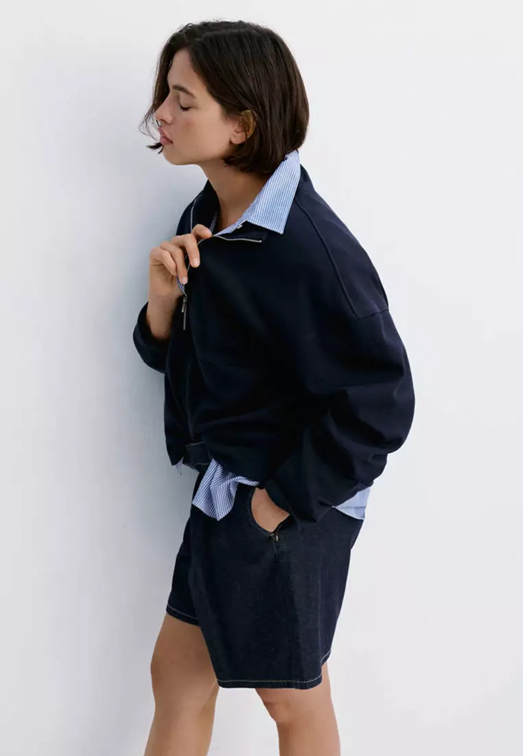 Buy Mango Mid-Rise Denim Bermuda Shorts with Pleats 2026 Online ...