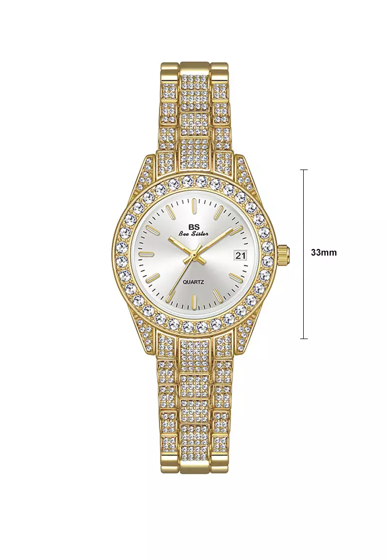 Buy Bee Sister BS Fashion Bright Plated Gold Round Quartz Watch with ...