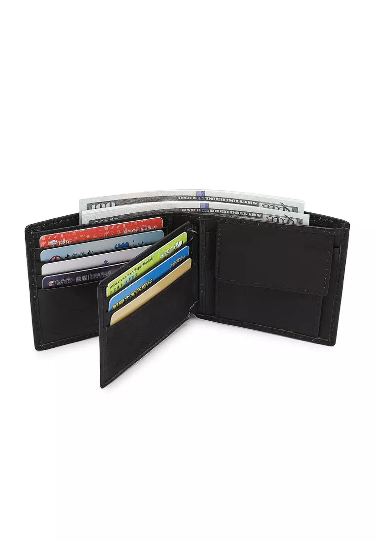 Buy Volkswagen Men's RFID Genuine Leather Bi Fold Center Flap Short ...