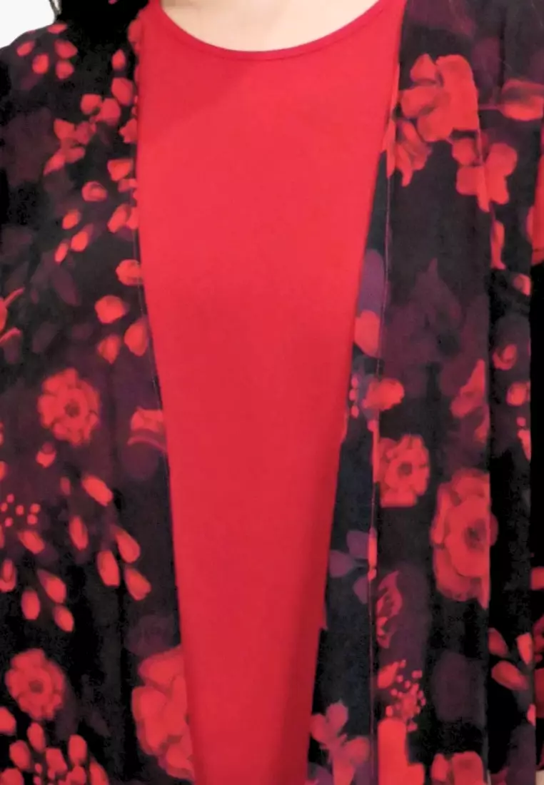 Jual Brilliant Girl Floral Mini Dress Semi Outer Sifon In red By ...