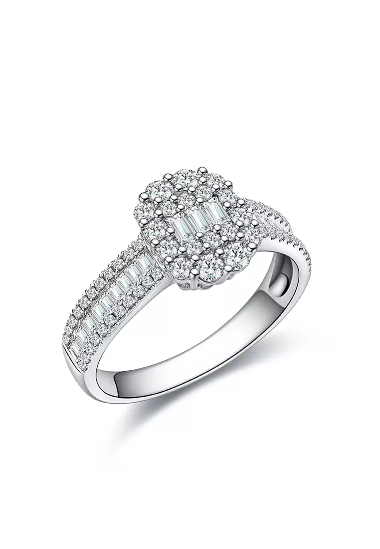 Buy LAZO DIAMOND LAZO DIAMOND The Illusion Halo Baguette Diamond Ring ...