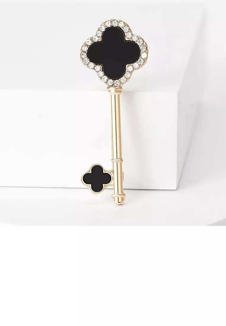Buy SOEOES Fashion Simple Plated Gold Black Four-leafed Clover Key ...
