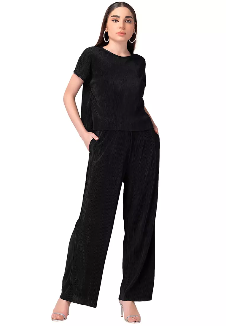 Buy FabAlley Black Pleated Top And Trousers Co-ord Set 2026 Online | ZALORA Philippines