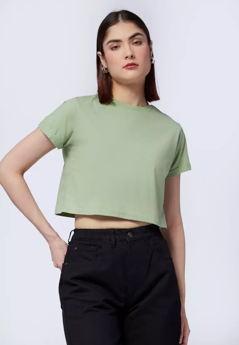 Jual Executive Basic Cropped Cotton T-Shirt Original 2024 | ZALORA ...