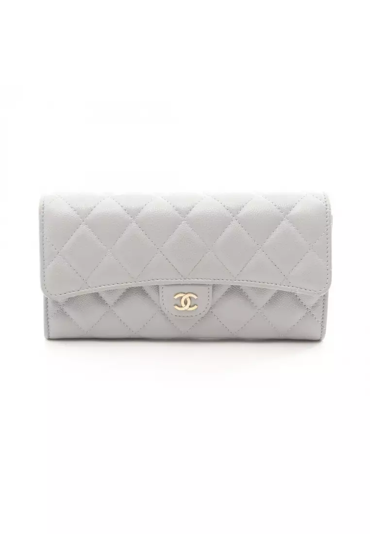 Buy Chanel Pre-Loved Chanel classic long flap wallet matelasse Bi-fold ...