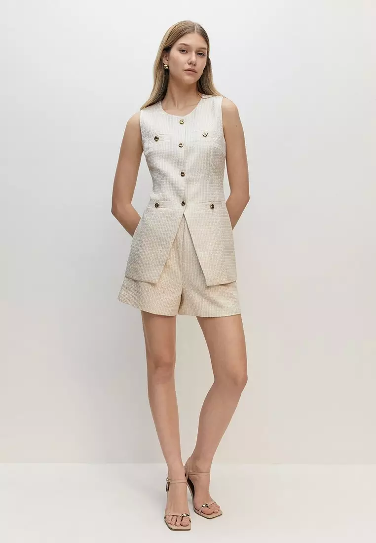 Buy Pomelo Tweed Vest - Cream 2025 Online | ZALORA