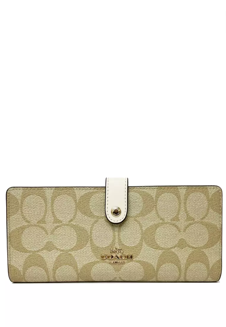 Buy Coach Slim Wallet In Signature Canvas - Brown/White 2025 Online ...
