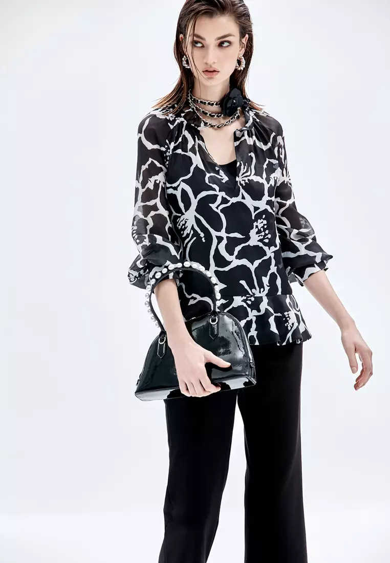 Buy iROO Floral Print Long Sleeve Top 2025 Online | ZALORA