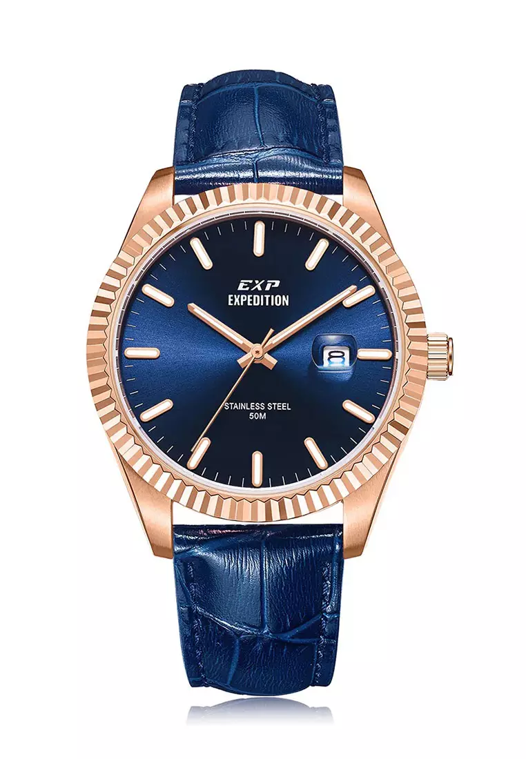 Jual Expedition Expedition Jam Tangan Pria - Blue Rosegold - Leather ...