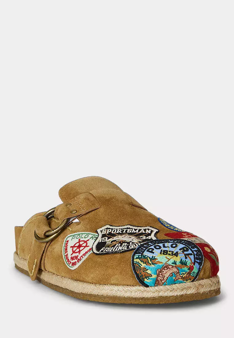 Buy Polo Ralph Lauren Turbach Logo-Patch Suede Clog Sandal Online ...
