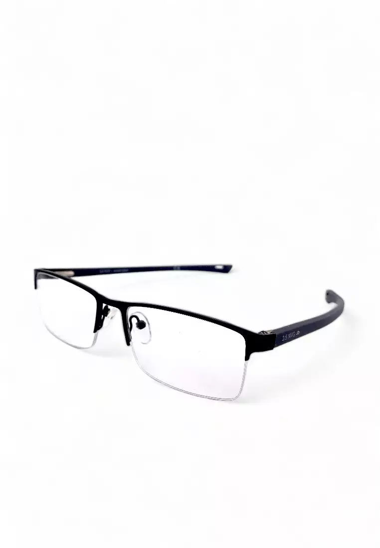 網上選購 2.5 NVG OPH Men's Rectangle Frame Black Metal Optical Frame with ...