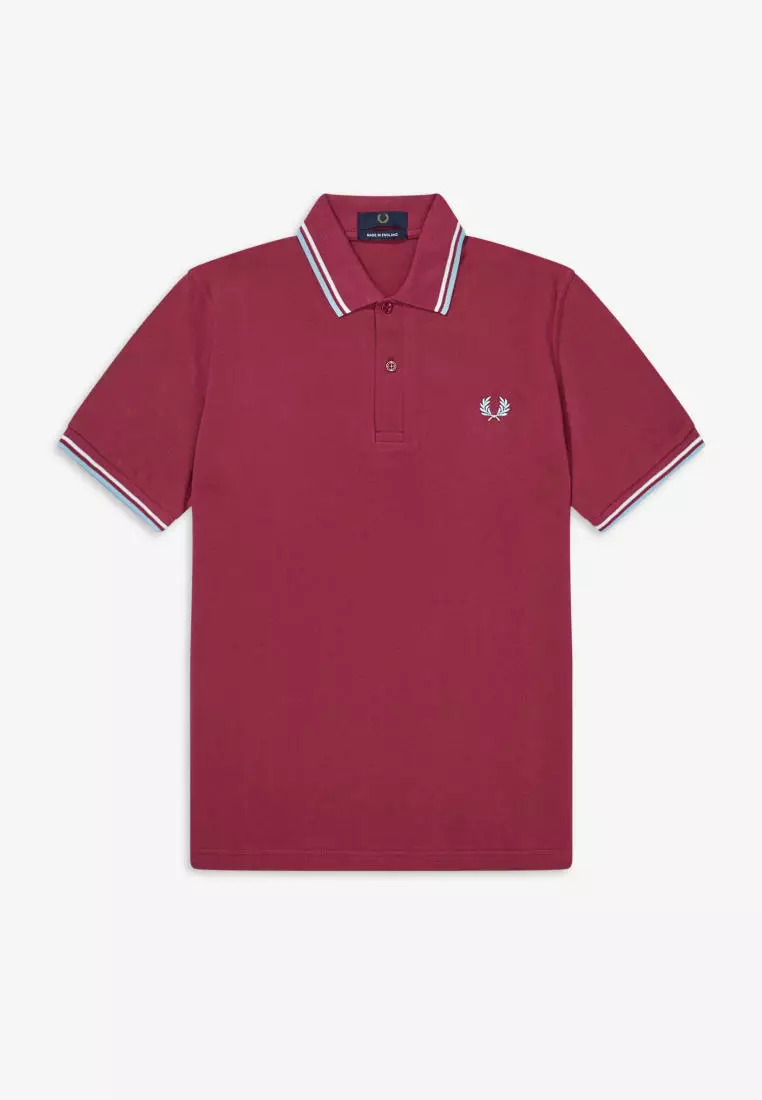 Buy Fred Perry Fred Perry M12 Twin Tipped Fred Perry Shirt (Maroon Red ...