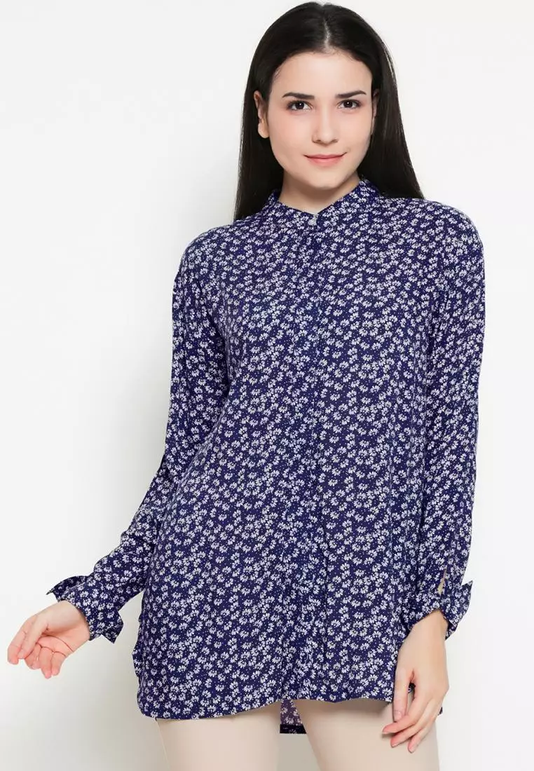 Jual Novo Blouse Floral Tunik Blue Original 2024 | ZALORA Indonesia