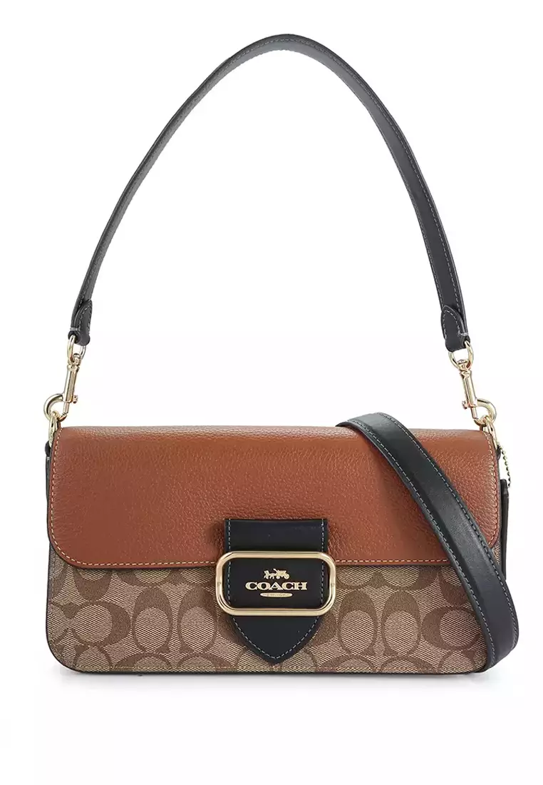 Buy Coach Morgan Shoulder Bag In Colorblock Signature Canvas - Brown ...