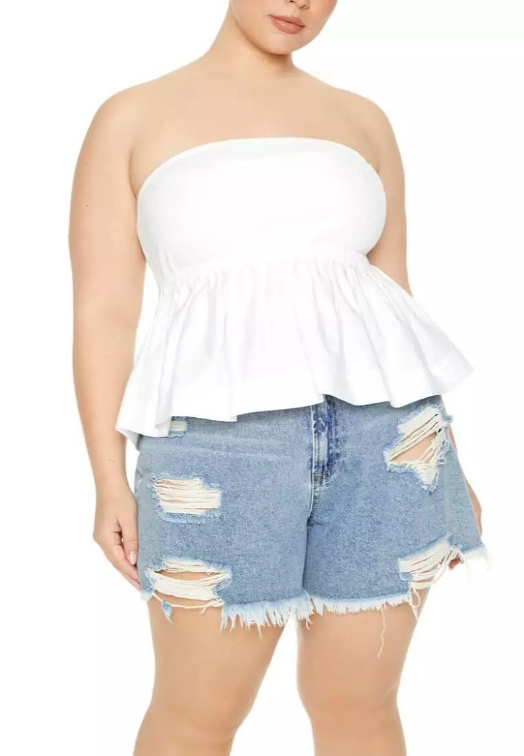 Buy FOREVER 21 Plus Size Strapless Peplum Top 2025 Online | ZALORA ...
