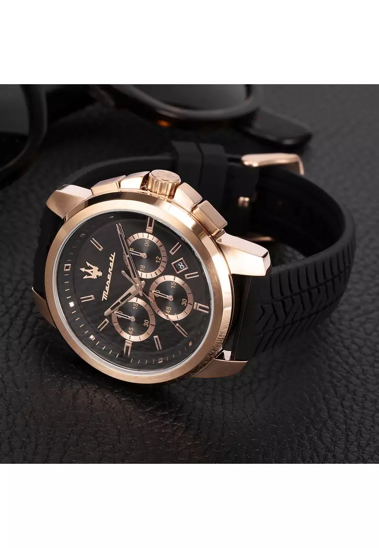 Buy Maserati 【2 Years Warranty】 Maserati Successo 44mm Black Silicon ...