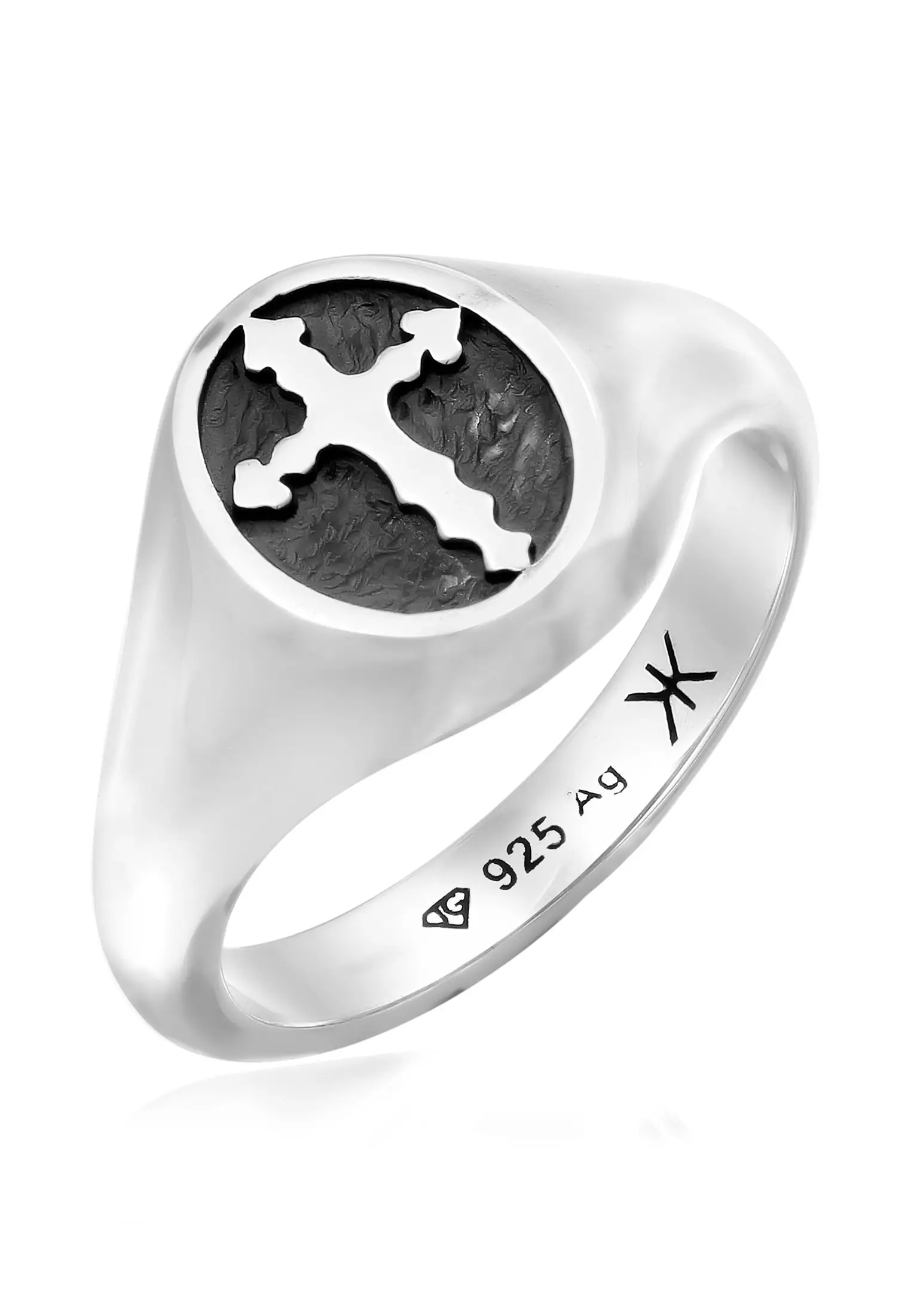Buy Kuzzoi Men’s Silver Cross Signet Ring – Oxidised 2026 Online | ZALORA