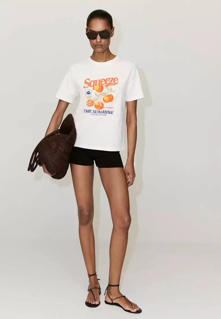 Buy Mango Printed Cotton T-Shirt 2026 Online | ZALORA