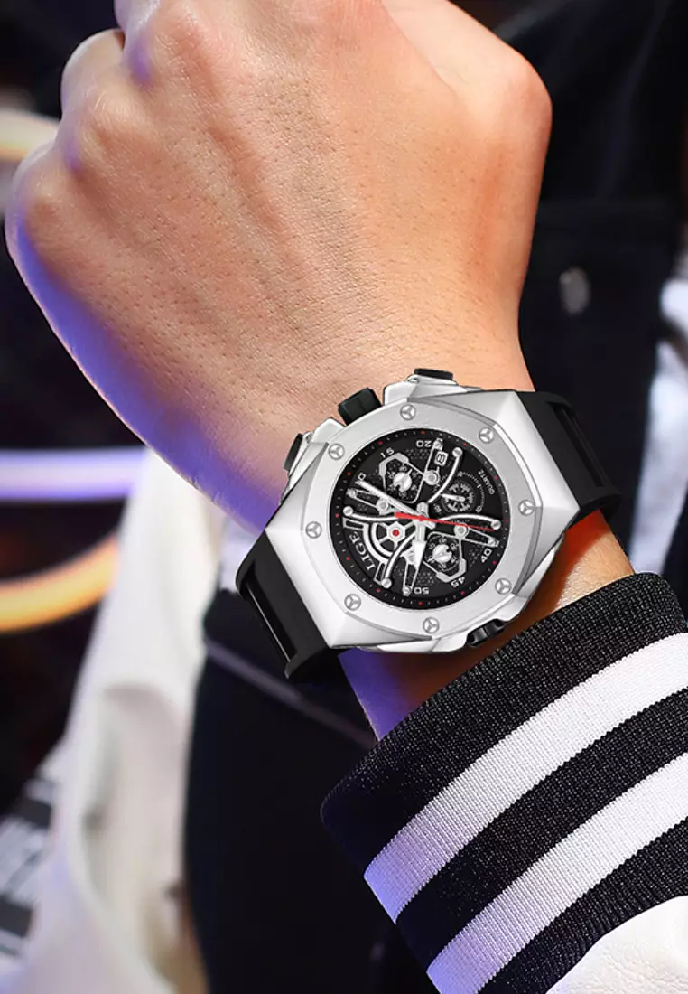 Buy LIGE LIGE Unisex Stainless Steel Quartz Watch 55x45mm, Black Dial ...