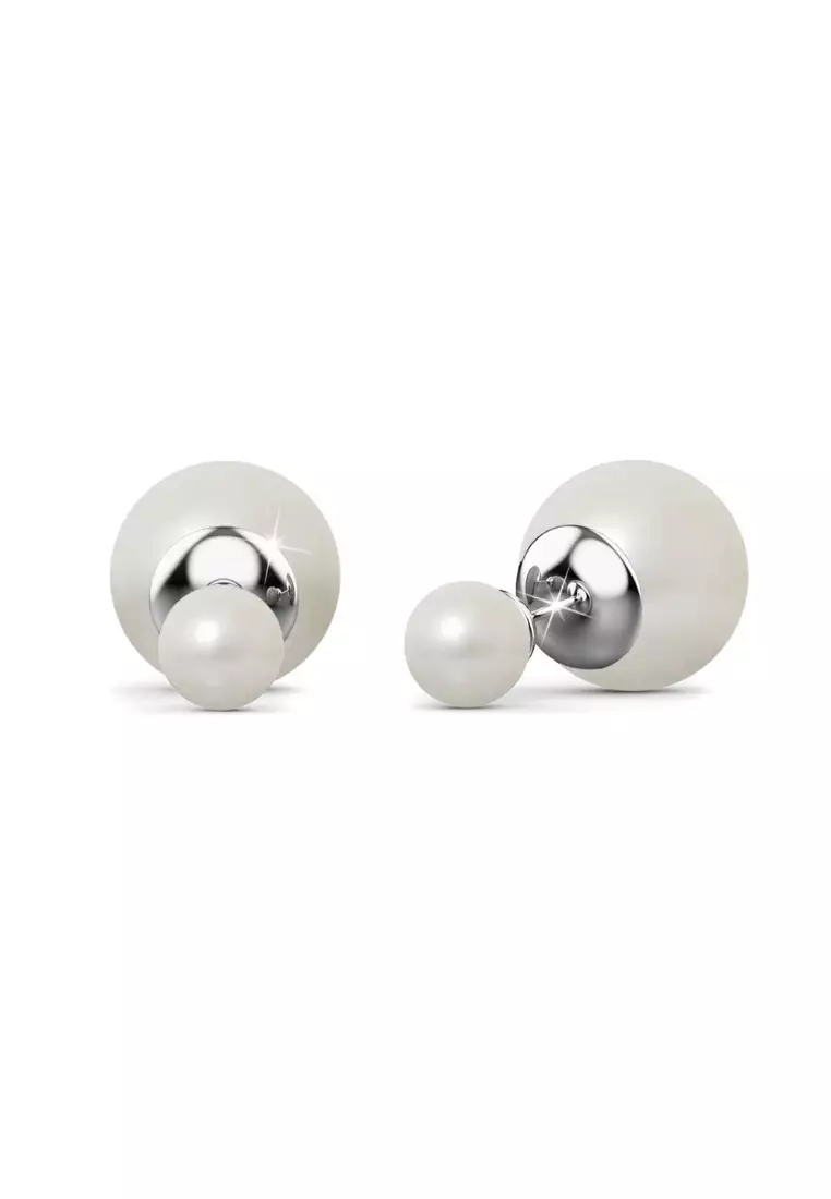 Buy Krystal Couture Bubble Drop Studs-White Gold/Pearl White Online | ZALORA Malaysia