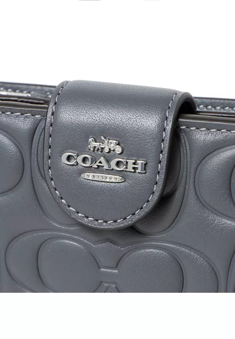 Coach Coach Medium Corner Zip Wallet With Signature - Industrial Grey ...