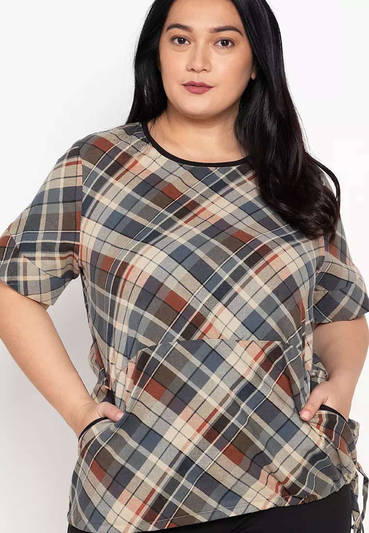 Buy Maxine Plus Size Plaid Blouse with Pockets 2025 Online | ZALORA ...
