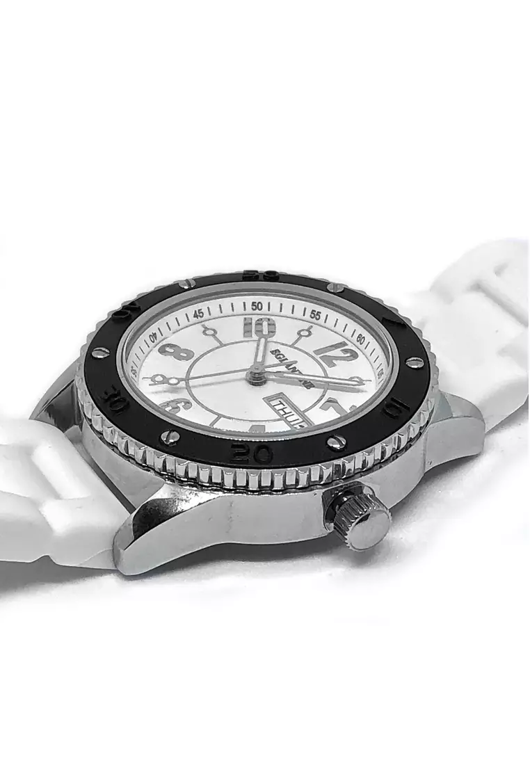 Buy EGLANTINE Vanessa Ladies Steel Quartz Watch White Dial on White ...