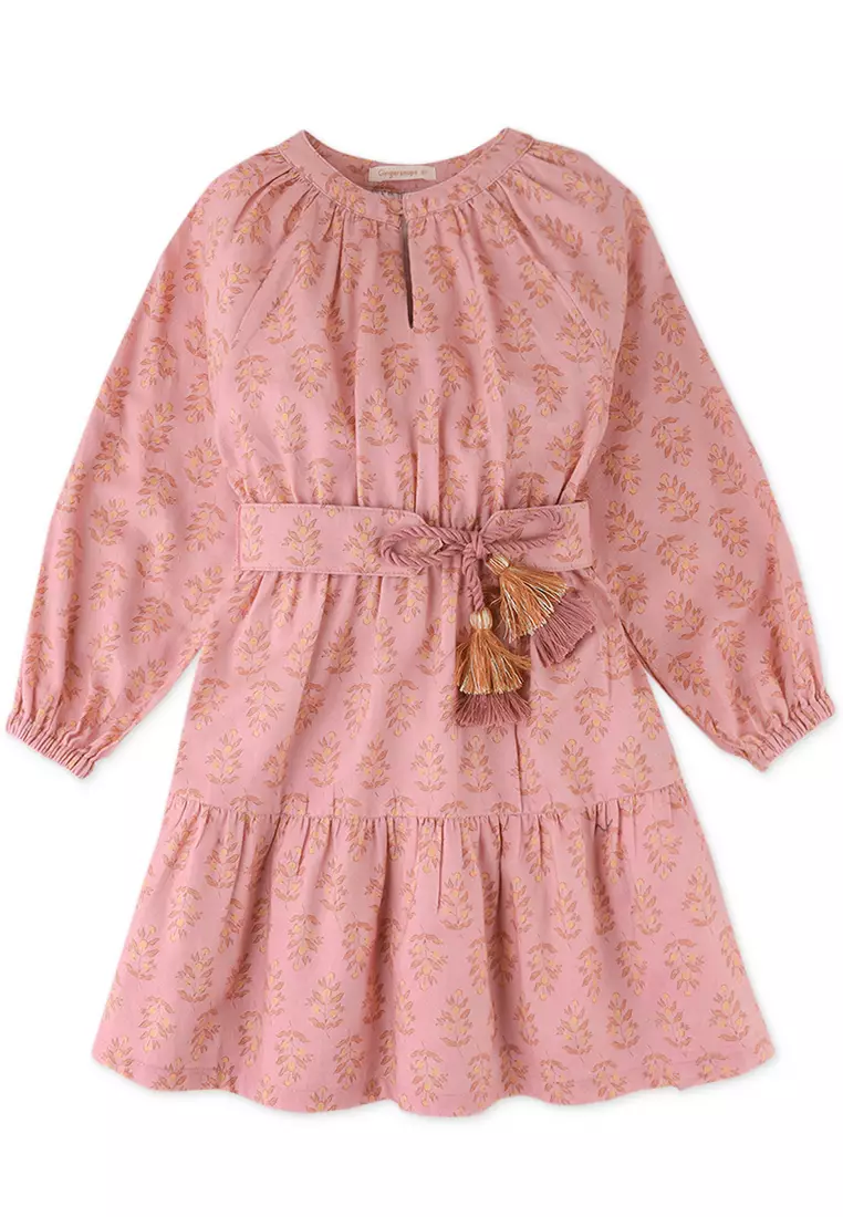 Buy Gingersnaps Girls Floral Print Dress With Tiered Bottom And Self ...
