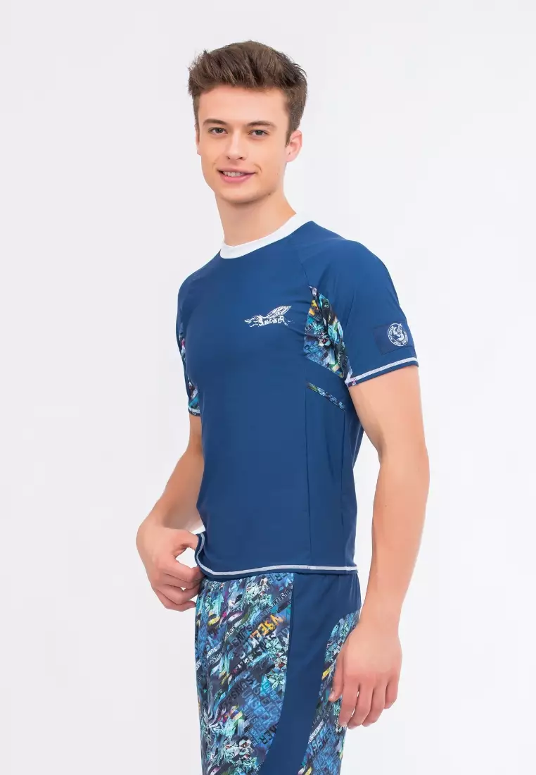 Sunseeker Men Blue Logo Pattern Swim Shirt 2024 | Buy Sunseeker Online ...