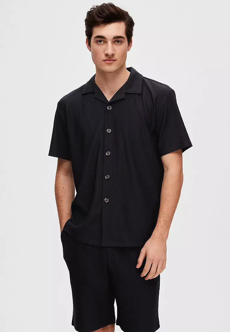 Buy Selected Homme Ribbed Cuban Collar Short Sleeves Shirt 2026 Online ...