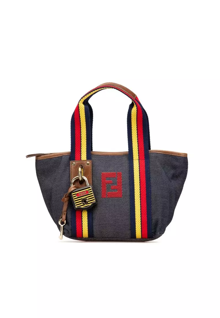 Buy Fendi Pre-Loved Fendi Mini Denim Lock Shopping Tote Online | ZALORA ...