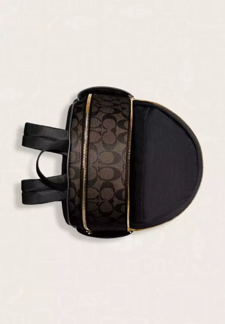 Jual Coach Coach Court Backpack In Signature Canvas Brown Black ...