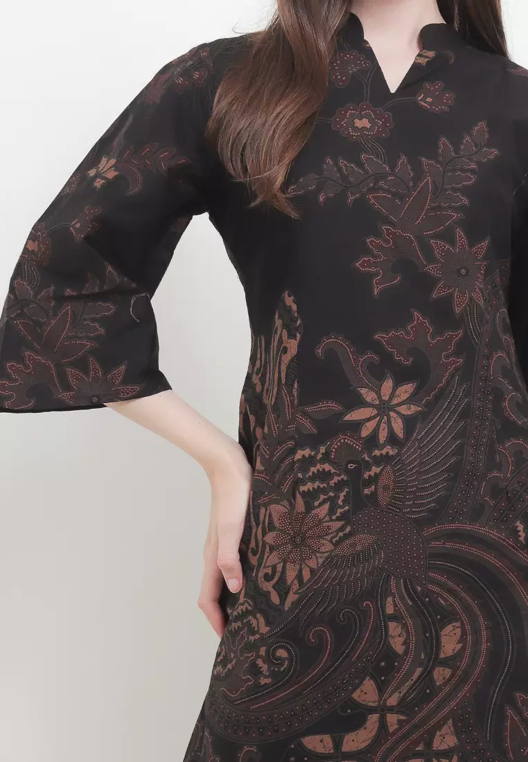 Jual Rianty Batik Dress Batik Wanita Rolanda Black Original 2024 ...