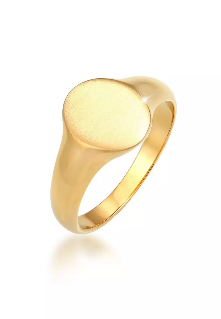 Buy Kuzzoi Ring Men Signet Basic Massive in 925 Sterling Silver Gold ...