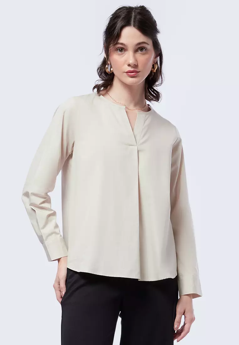 Jual Executive V-Neck Long Sleeve Blouse Original 2025 | ZALORA Indonesia
