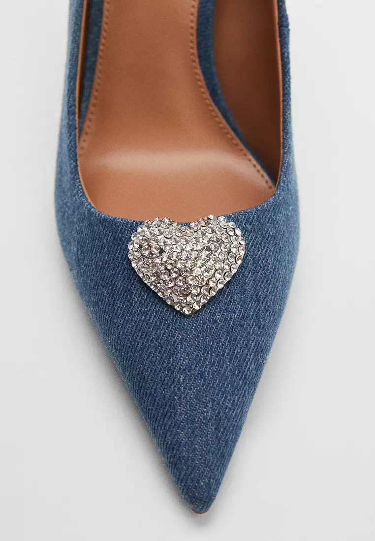 Buy Mango Denim Heels With Rhinestone Detail 2024 Online | ZALORA ...