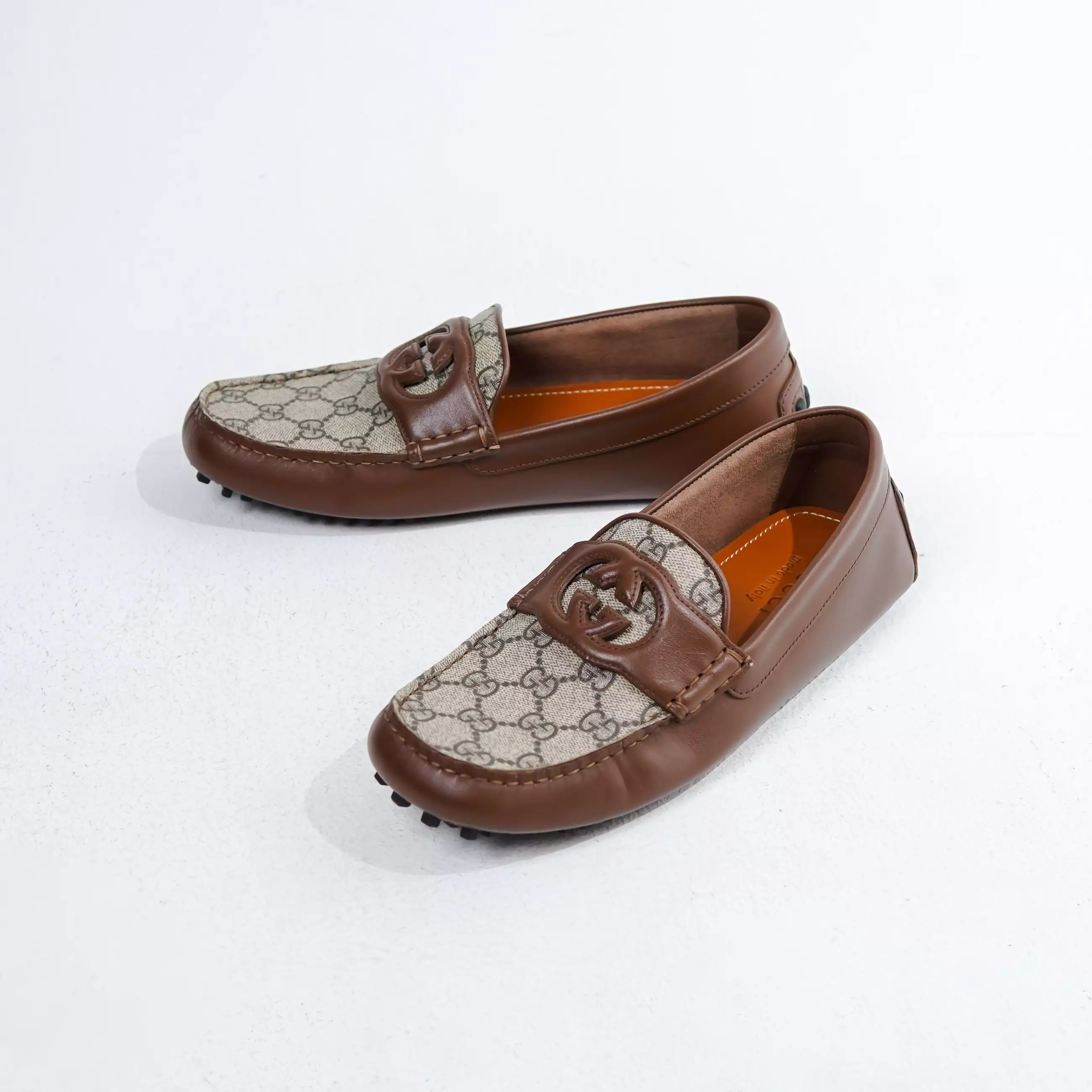 Jual Gucci Sepatu GUCCI GG INTERLOCKING MONOGRAM BEIGE BROWN LOAFER 100 ...