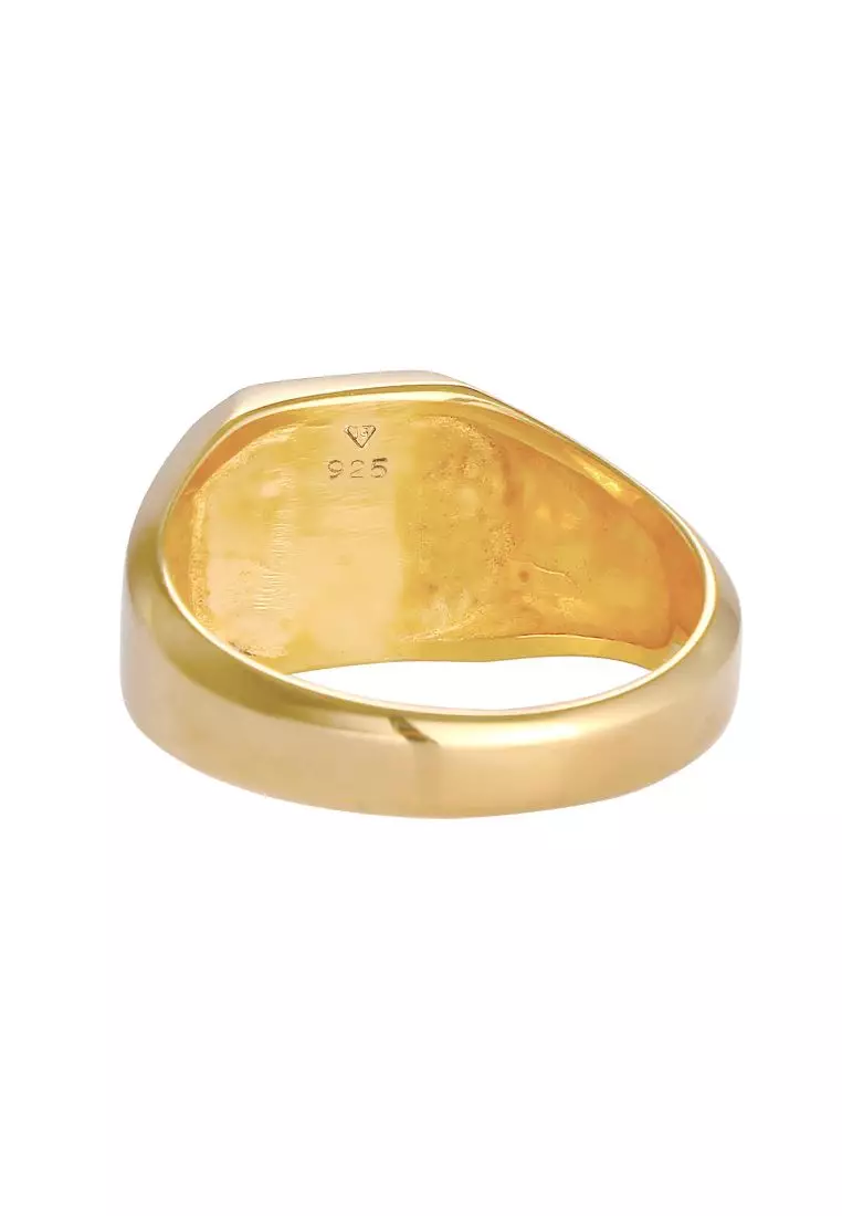 Buy Kuzzoi Men's Silver Black Enamel Octagon Signet Ring – Gold-Plated ...