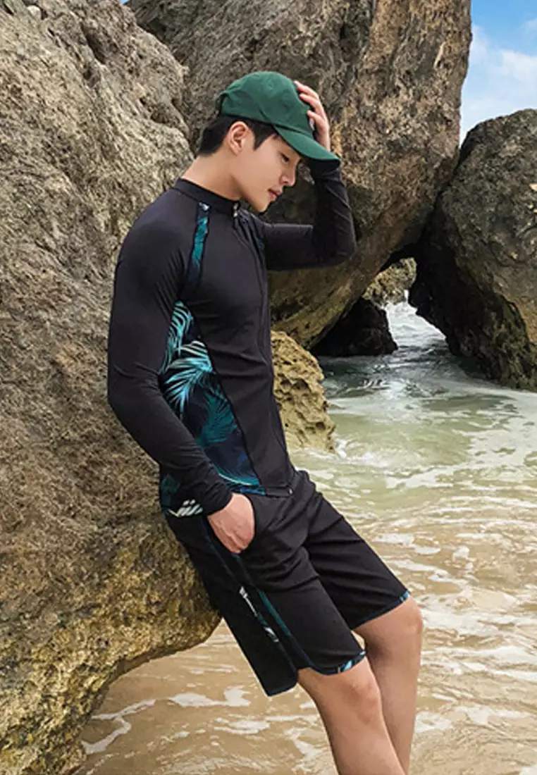 Buy LYCKA LLL3003 Korean Style Men Rash Guard 3-Pieces Set Green 2025 ...