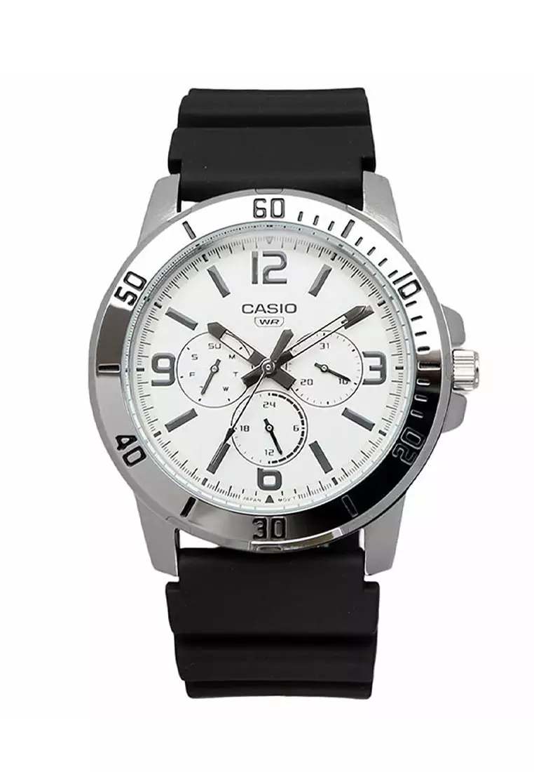 Jual CASIO Casio Jam Tangan Pria - Black Silver White - Resin - MTP ...