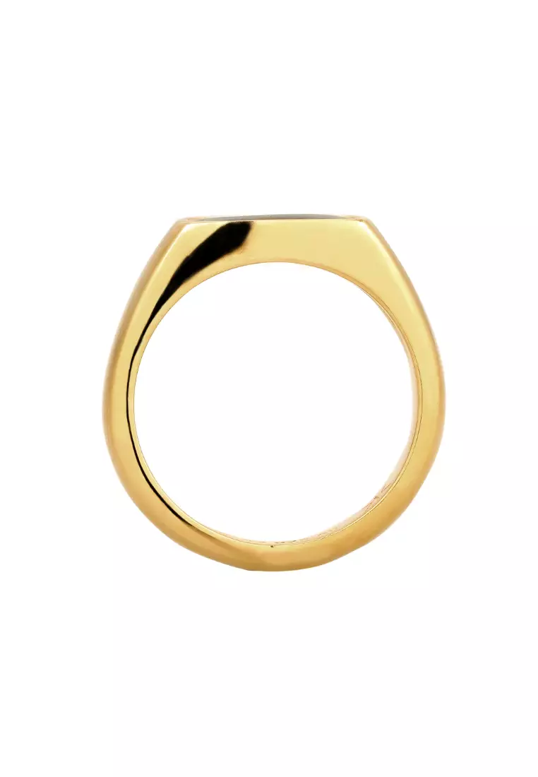 Buy Kuzzoi Ring Men Signet Green Enamel Gold Plated 2026 Online | ZALORA