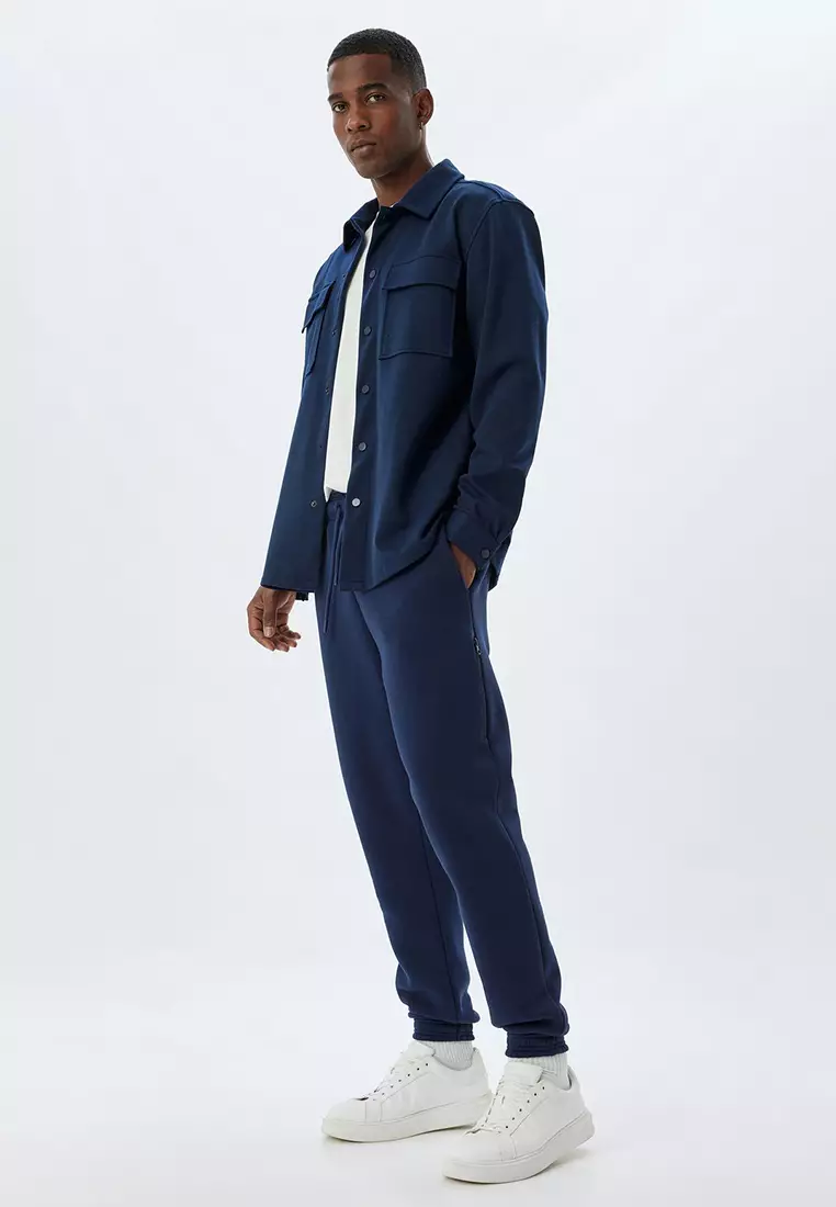 Buy KOTON Zippered Pocket Cotton Blend Raised Waist Tied Sweatpants ...