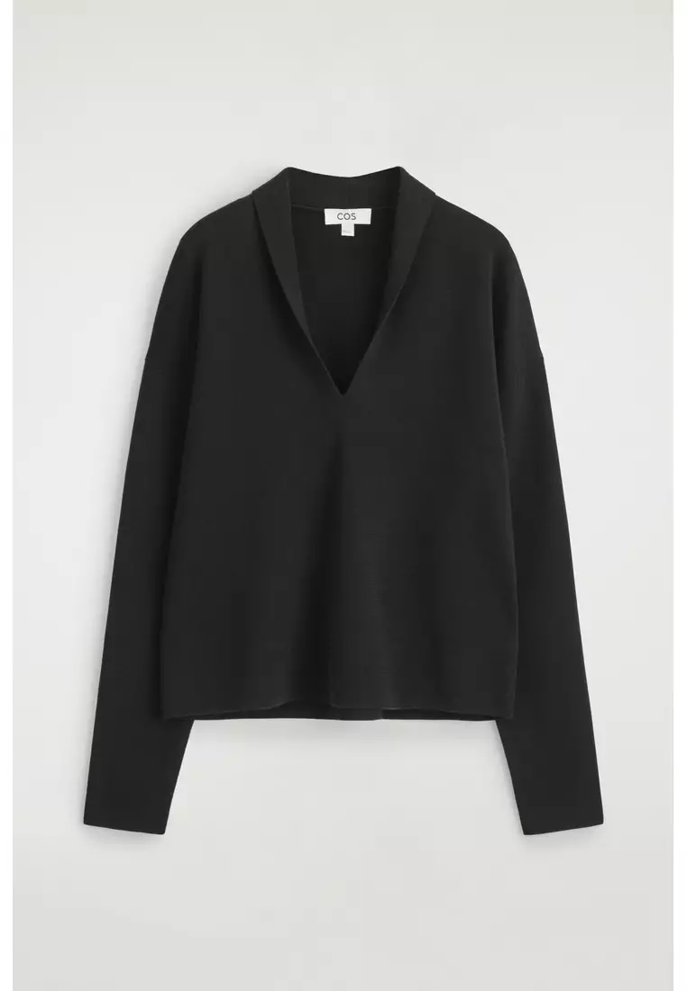 Buy COS DRAPED MERINO WOOL V-NECK JUMPER 2025 Online | ZALORA Philippines