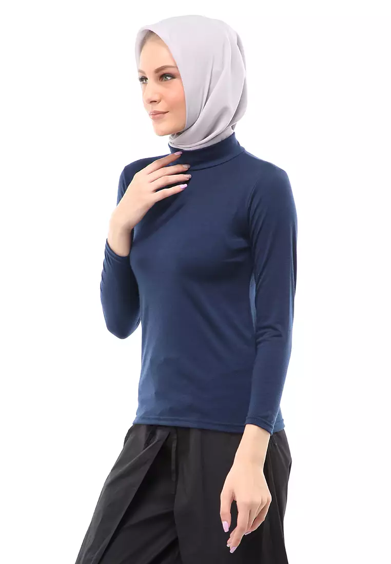 Jual Evernoon Sabrina Manset Kaos Muslimah Atasan Wanita Long Sleeve Polos Relaxed Fit - Navy ...